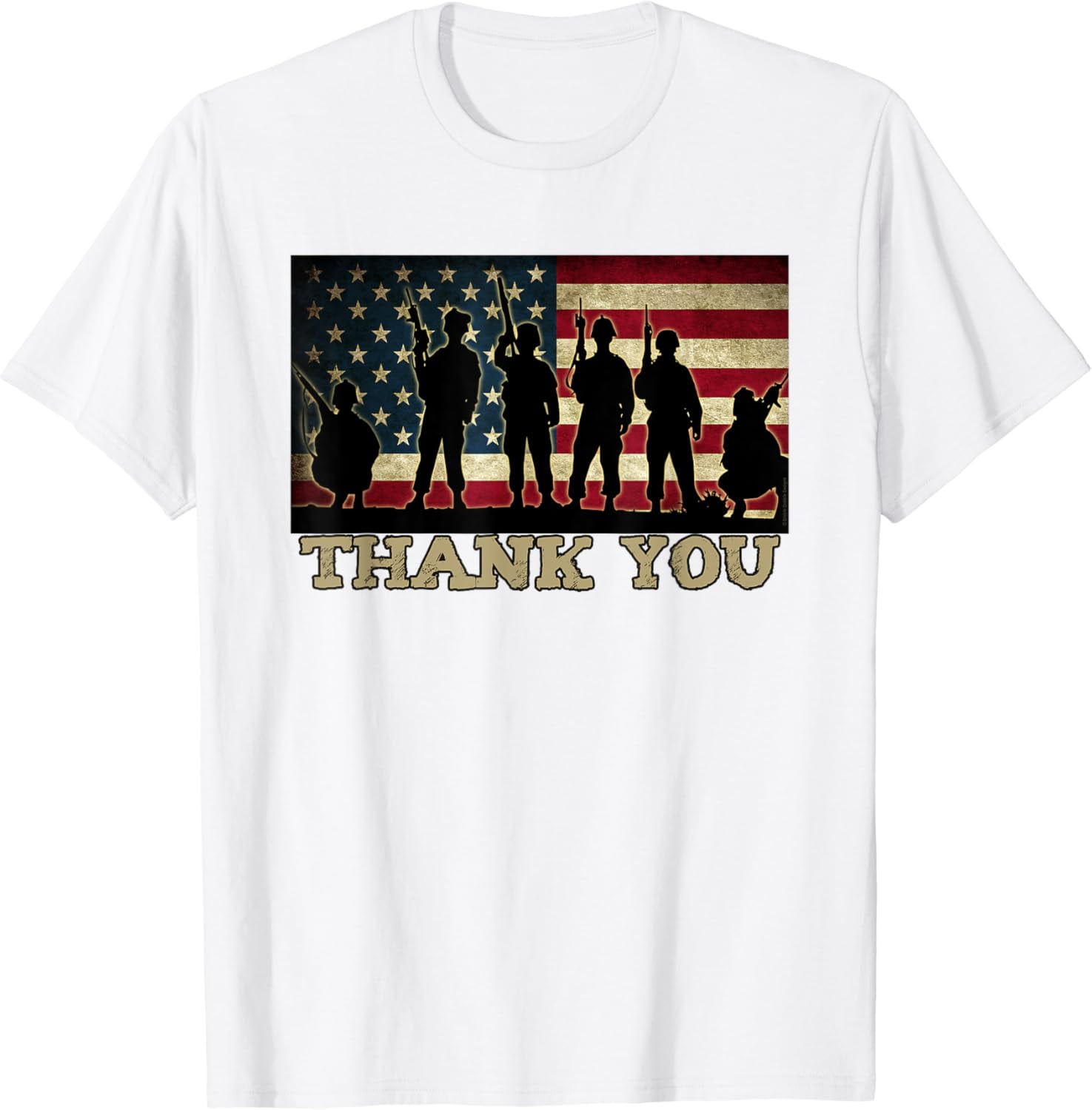 Patriotic THANK YOU Soldiers Veterans American Flag Military T-Shirt100 ...