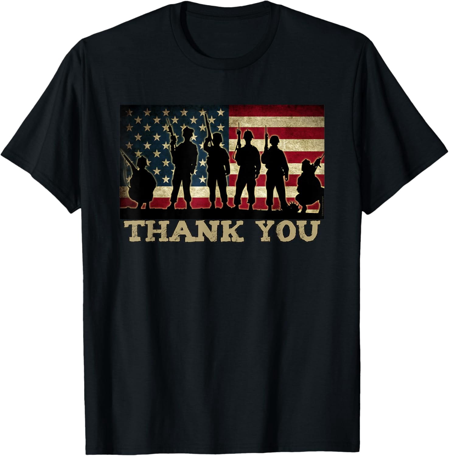 Patriotic THANK YOU Soldiers Veterans American Flag Military T-Shirt ...