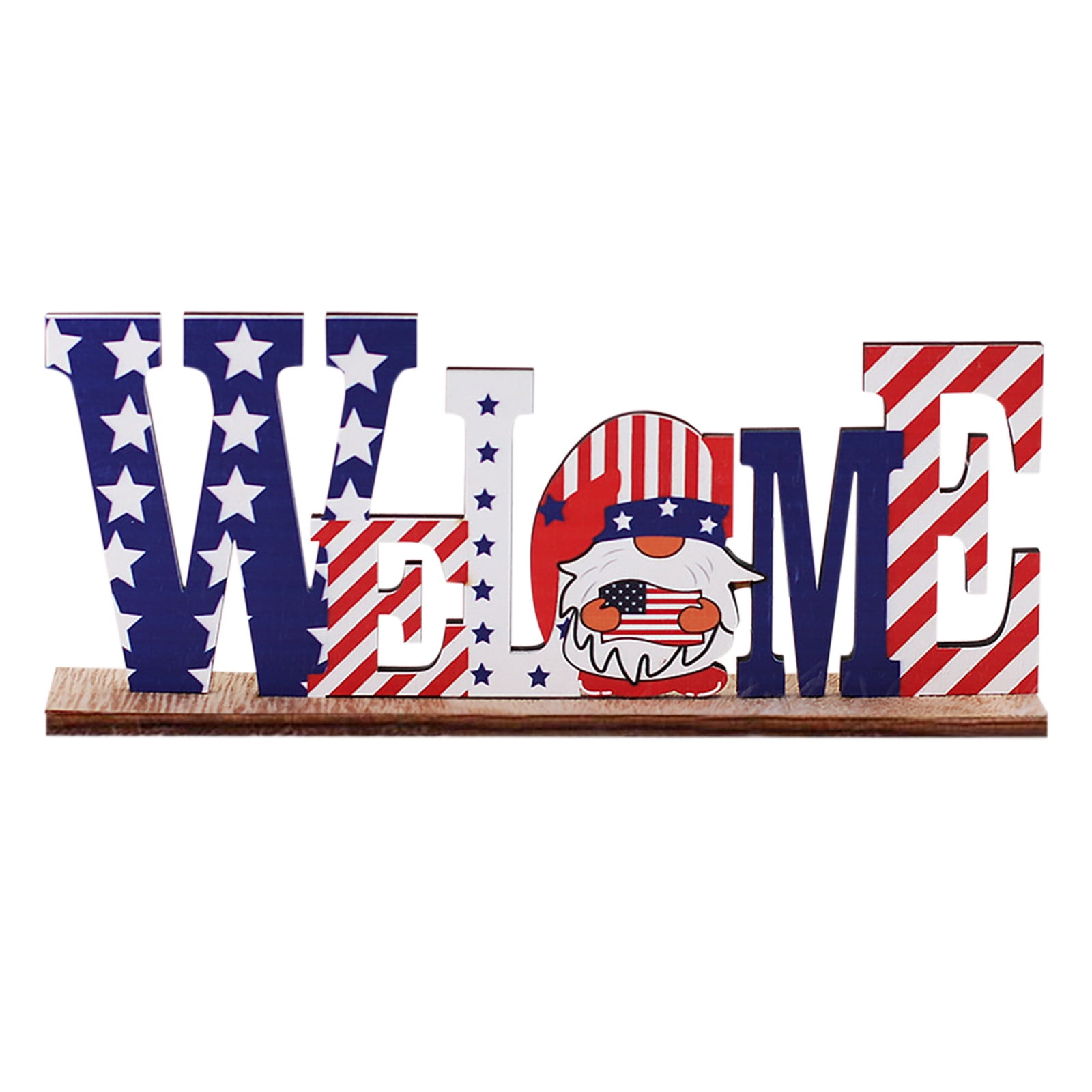 Patriotic Table Decorations American Gnome Wooden Signs Wood ...