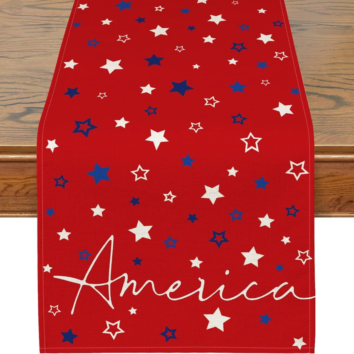 Patriotic Table Runner, 4th of July Decorations for Home Star Memorial ...