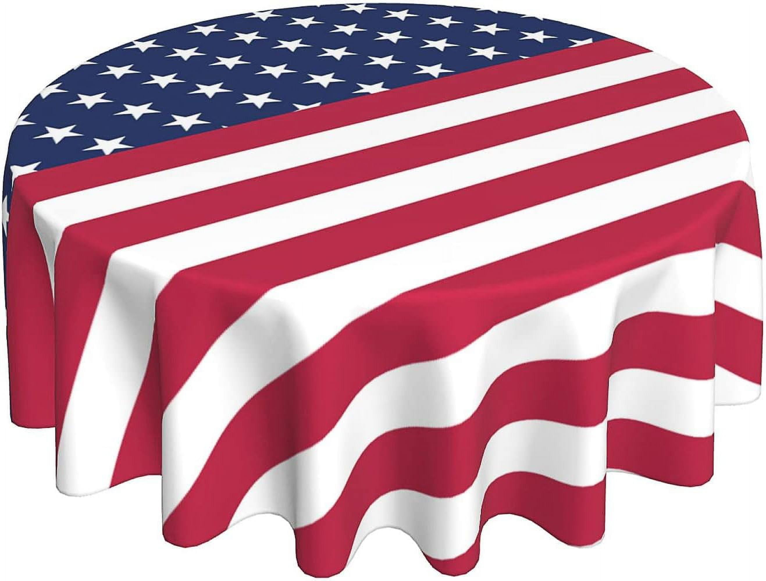 Patriotic Tablecloth 60 Inch Round Waterproof Rustic 4th of July Table ...