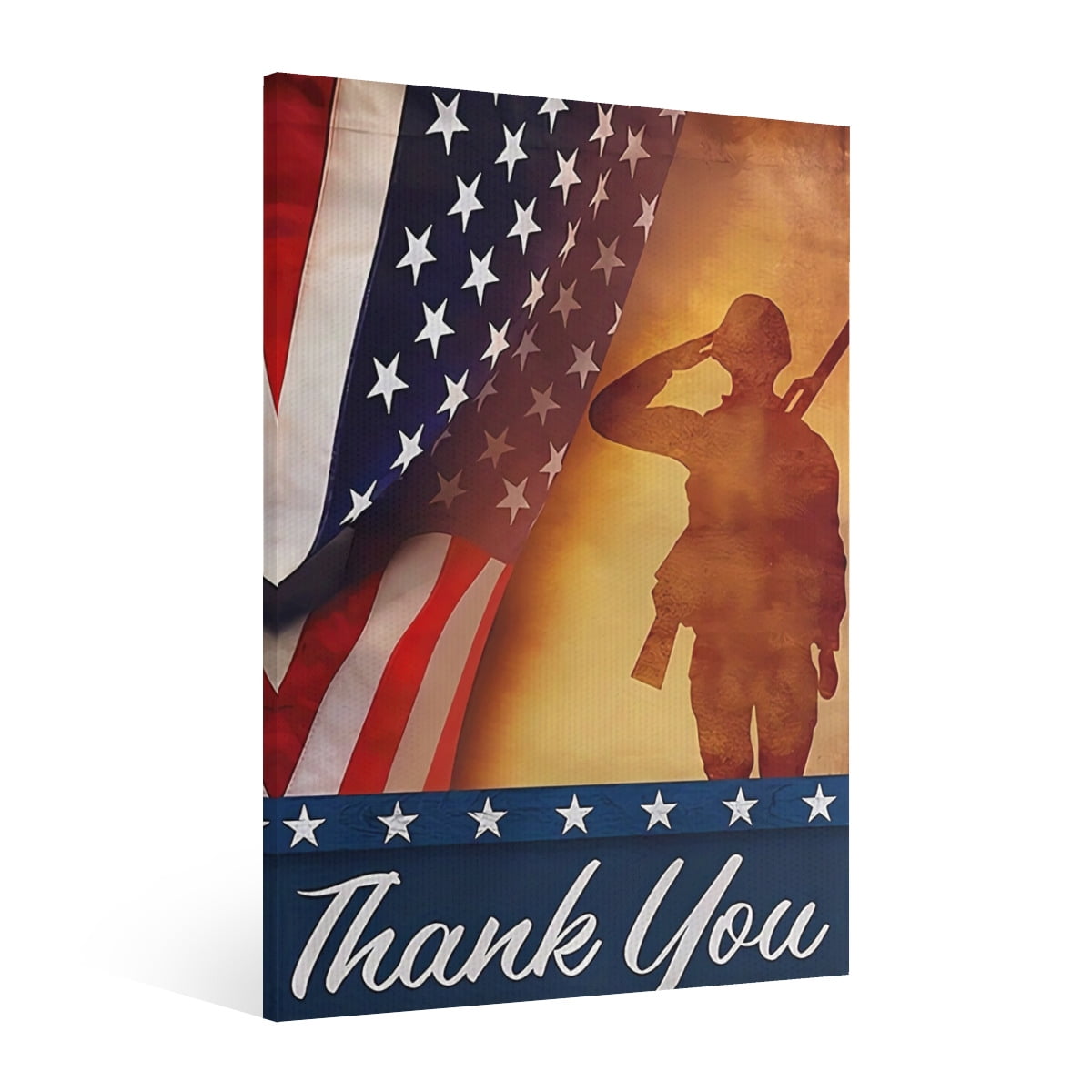 Patriotic Thank you American Flag Veteran Memorial Day Canvas Wall Art ...