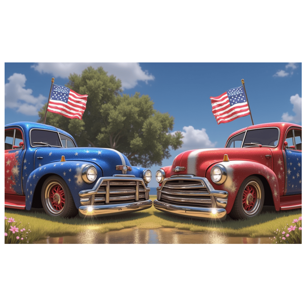 Patriotic Theme American Flag Vintage Car Banner Decorative Design for ...