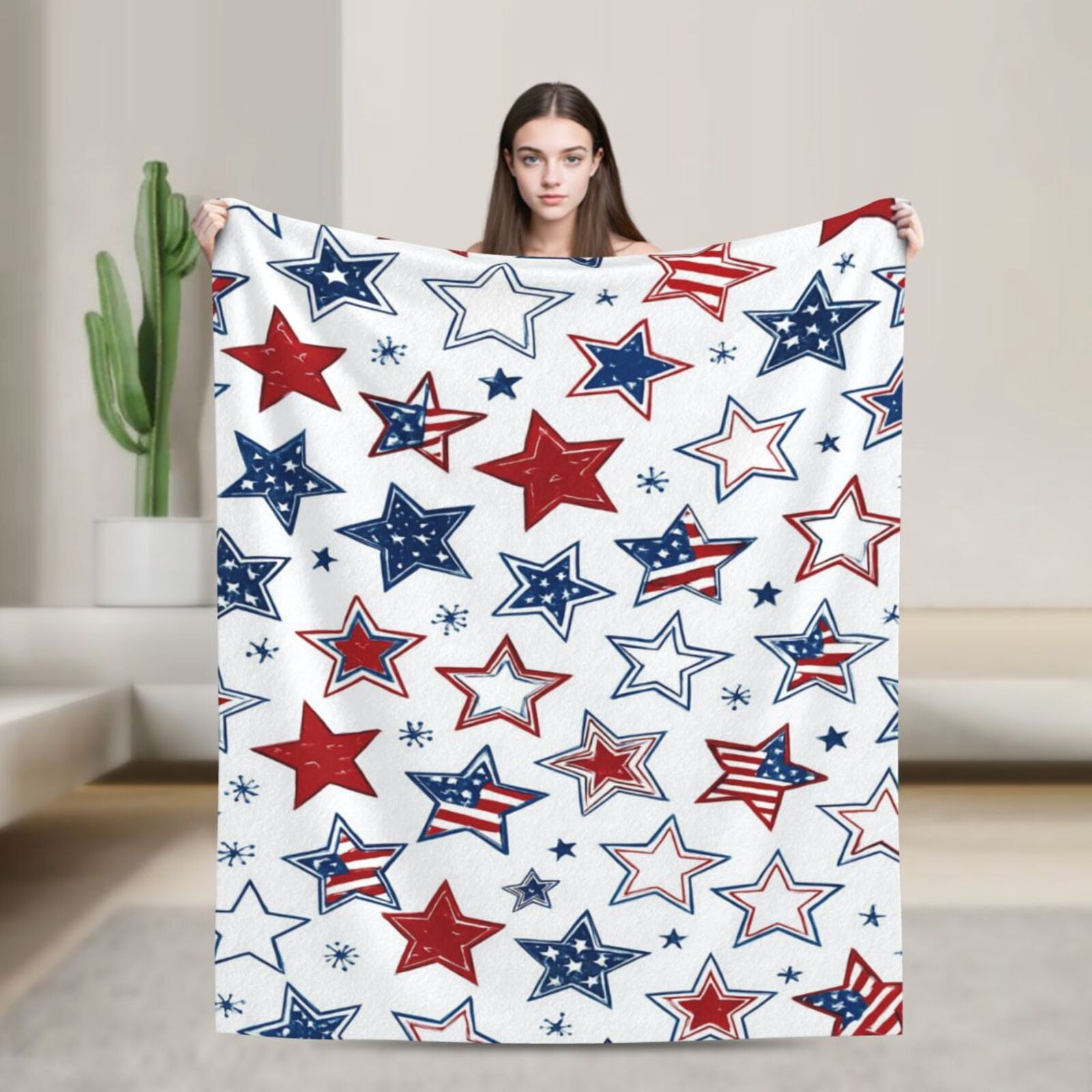 Patriotic Throw Blanket Queen Size Big 4th of July Memorial Day Fourth ...
