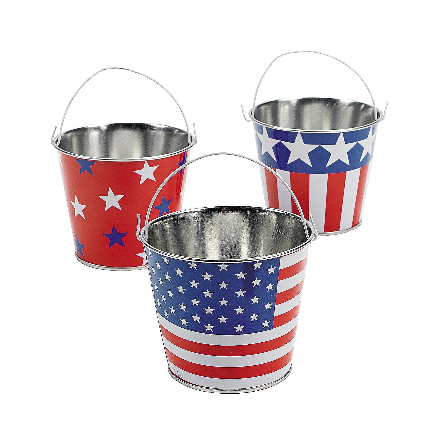 Patriotic Tin Pails - Party Supplies - 12 Pieces - Walmart.com