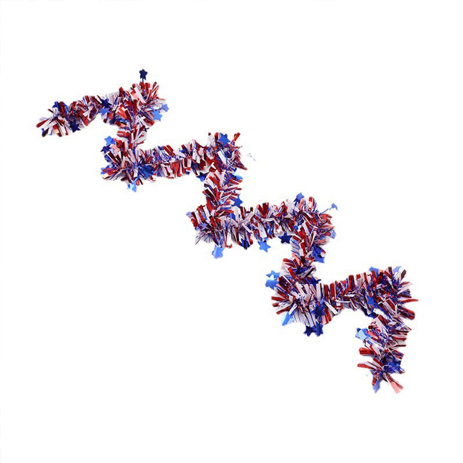 Patriotic Tinsel Garland 4Th Of July Decorations Metallic Star Red ...