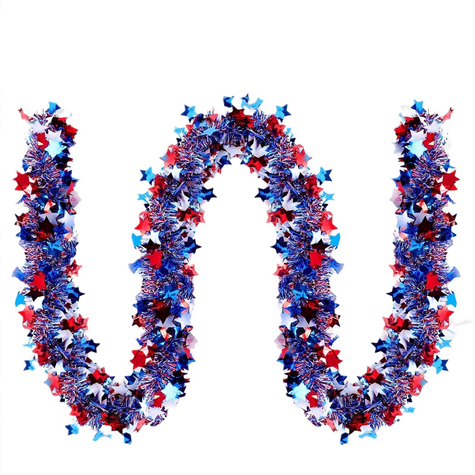 Patriotic Tinsel Garland, Patriotic Shiny Garland Memorial Day Star ...
