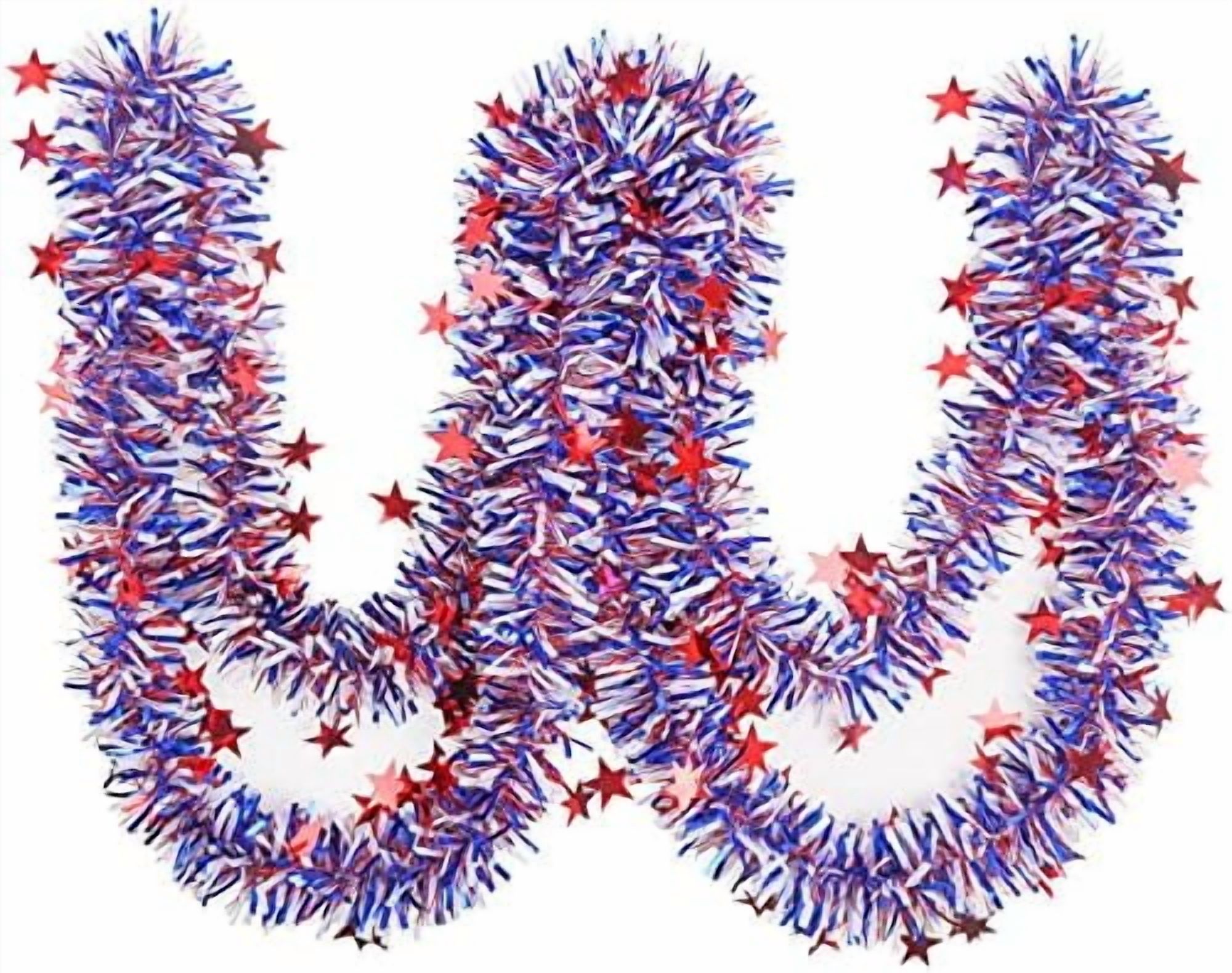 Patriotic Tinsel Garland, Red White and Blue Metallic Garland for 4th ...