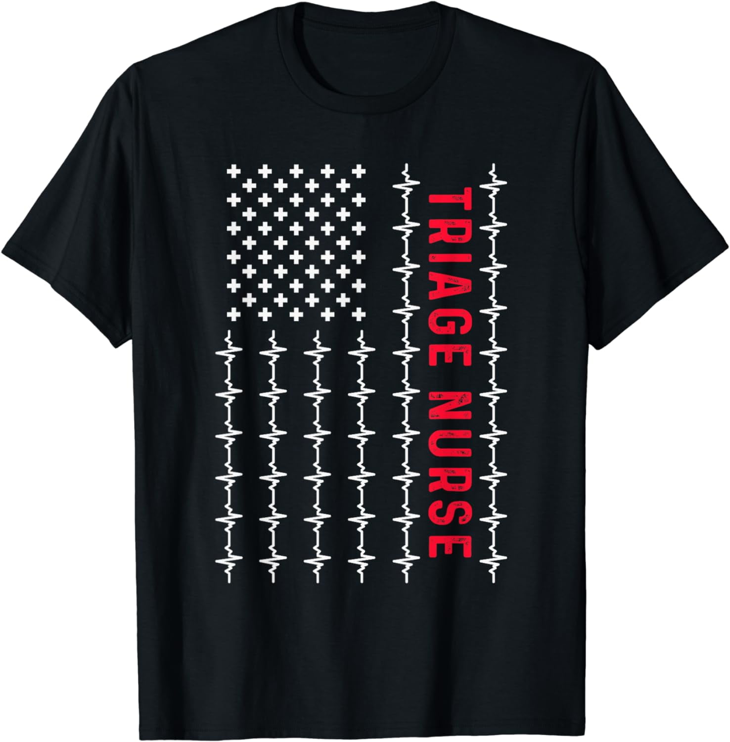 Patriotic Triage Nurse American flag heartbeat, Nursing T-Shirt ...