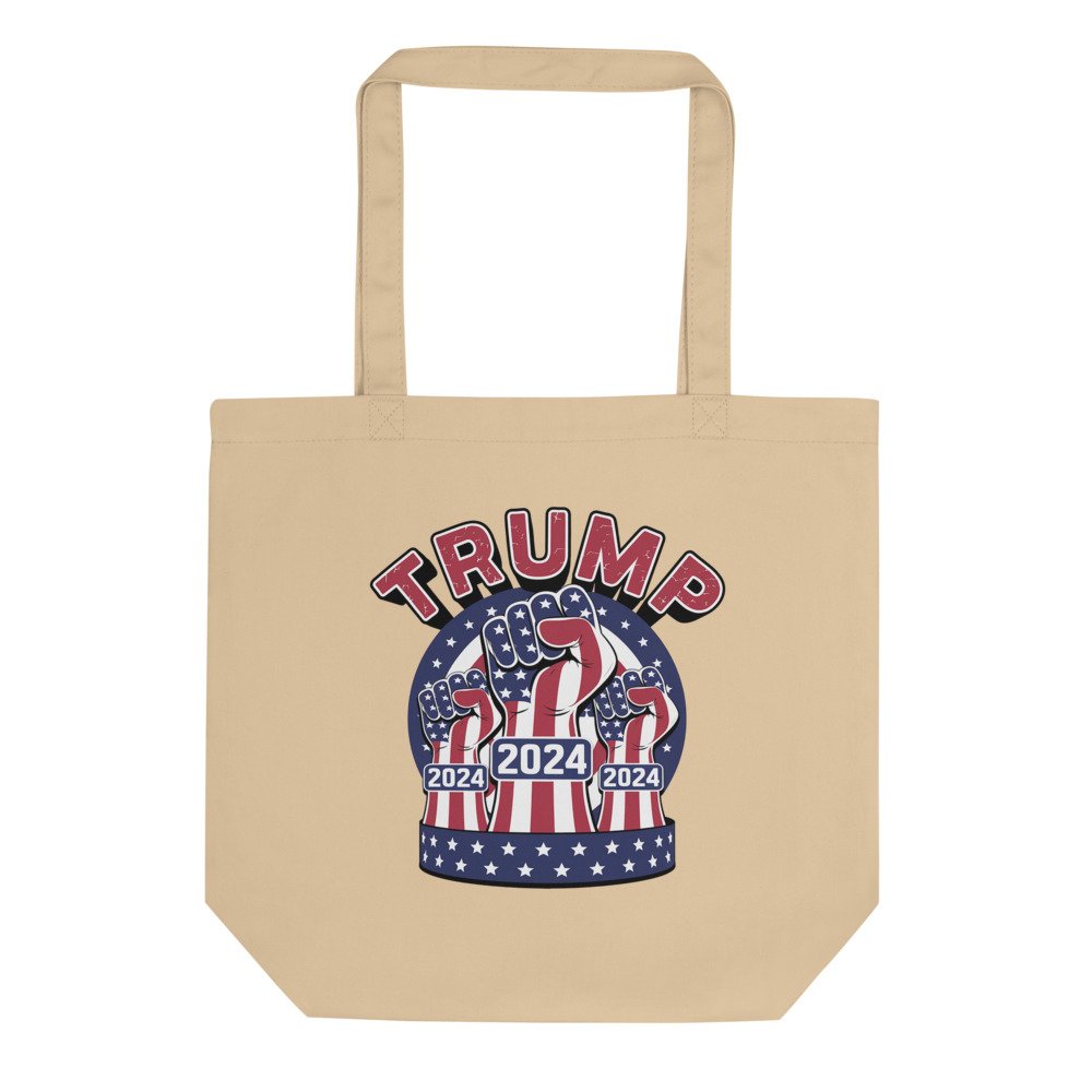 Patriotic Trump 2024 Tote Bag – Bold American Flag Fists Design for ...