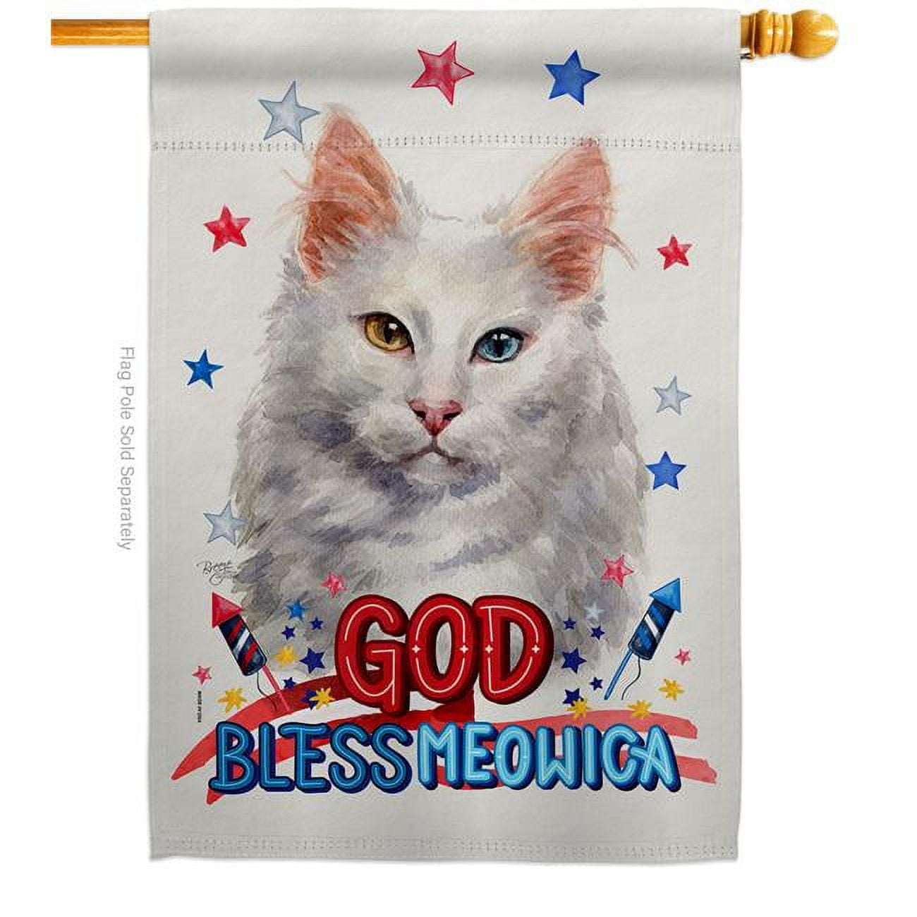 Patriotic Turkish Angora Animals Cat 28 x 40 in. Double-Sided ...