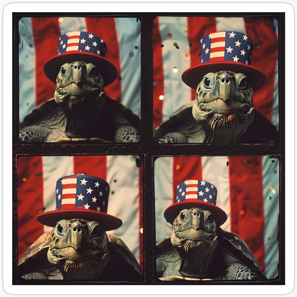 Patriotic Turtle With American Flag Hat Cute 4Th Of July Animal Design ...