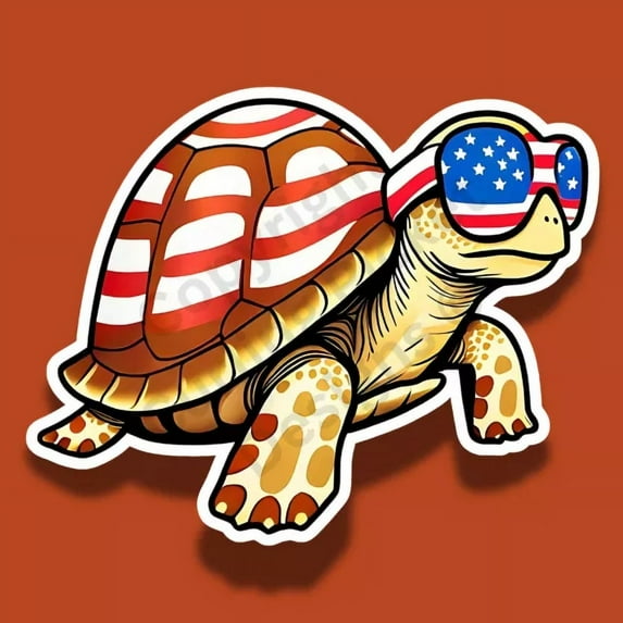 Patriotic Turtle Wearing Sunglasses Cute Tortoise Sticker Phone Decal ...