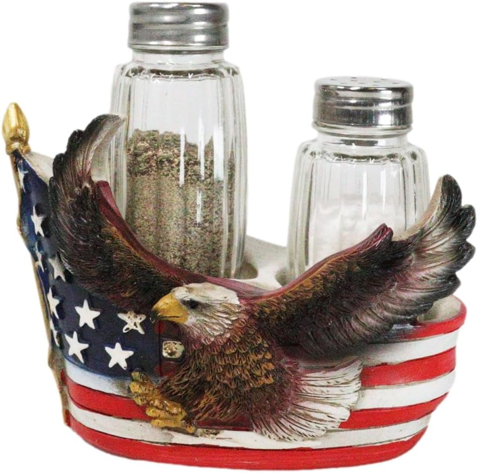 Patriotic US Star Spangled Banner Flag With Soaring Bald Eagle Salt ...