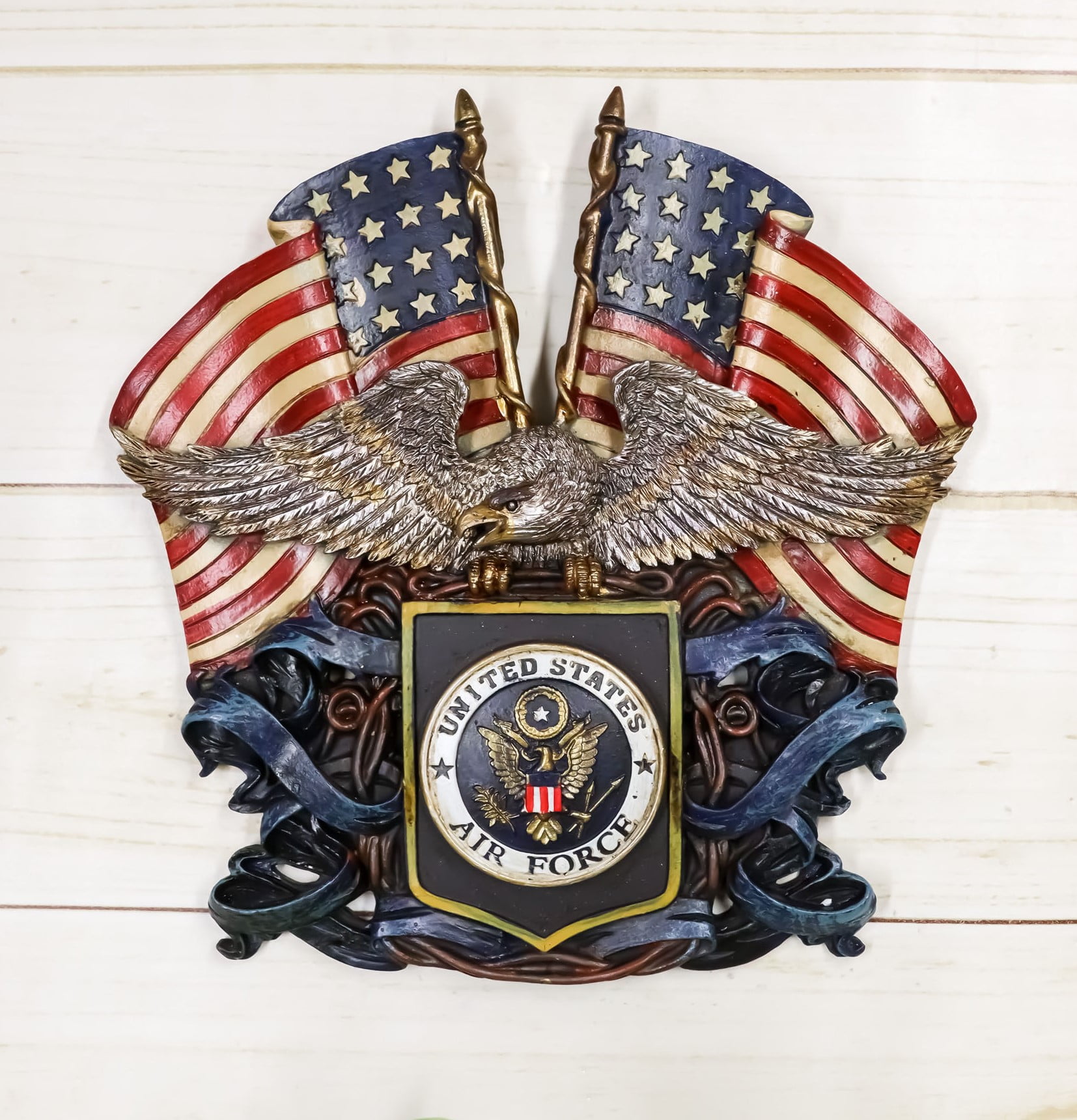 Patriotic US United States Air Force Eagle Emblem With American Flags ...