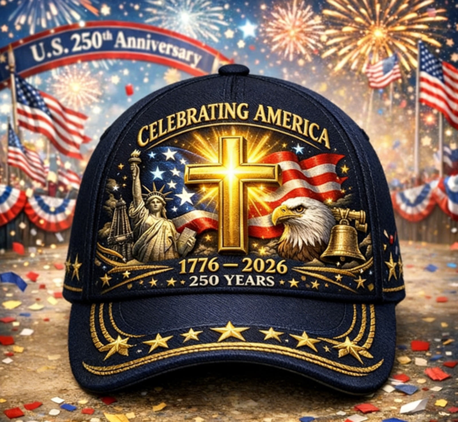 Patriotic USA 250th Anniversary Ornament 1776-2026 Metal Bicentennial ...