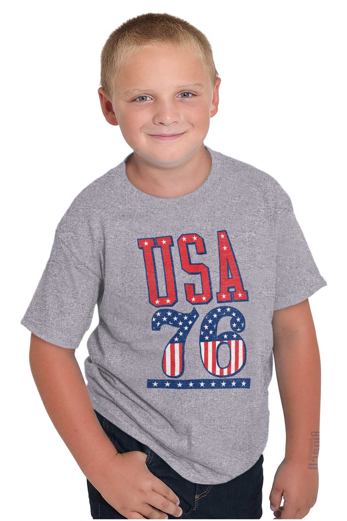 Patriotic USA 76 American Flag Crewneck T Shirts Boy Girl Teen Brisco ...