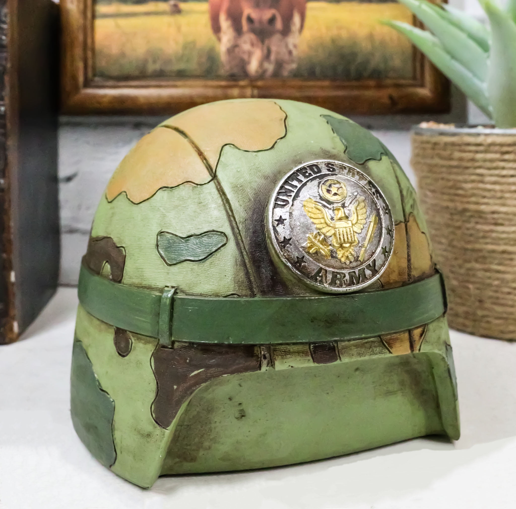 Patriotic USA Army Military Soldier Camo Helmet Money Coin Savings ...