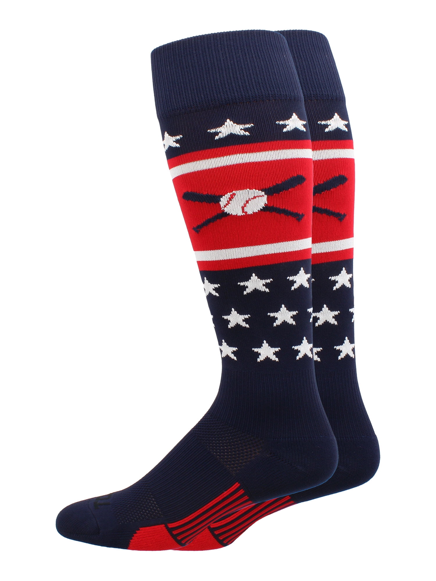 Patriotic USA Baseball Socks with Baseball Bats (Navy/Red/White, Medium ...