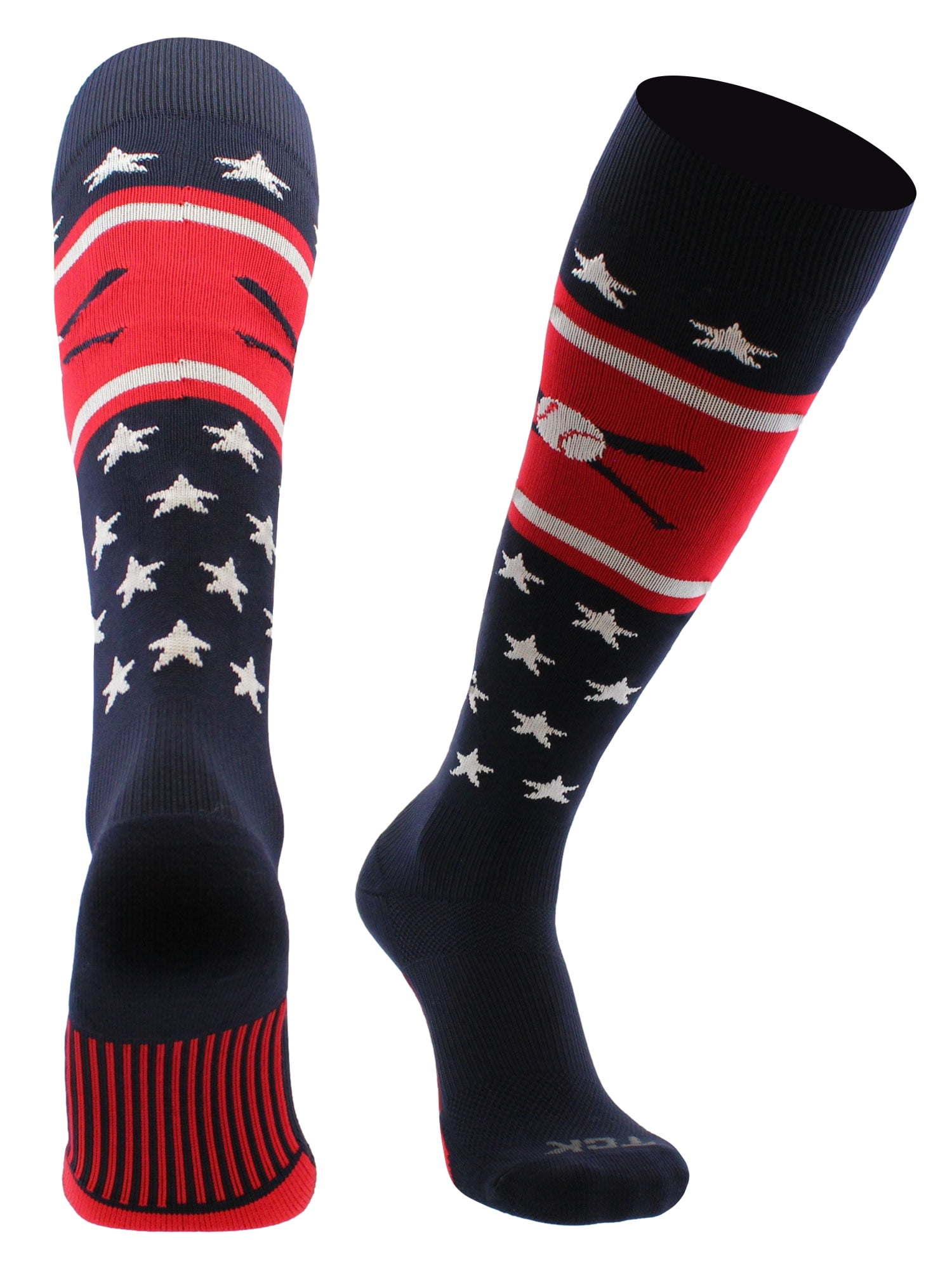 Patriotic USA Baseball Socks with Baseball Bats (Navy/Red/White, Medium ...