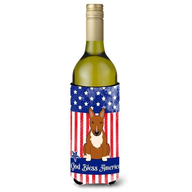 Patriotic USA Bull Terrier Red Wine Bottle Beverge Insulator Hugger ...