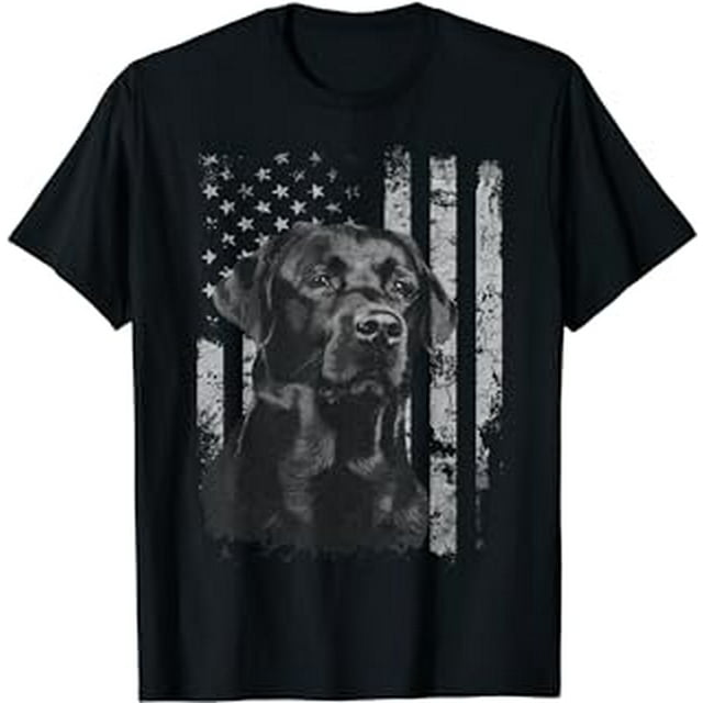 Patriotic USA Flag Black Labrador Funny Lab Dog Owners T-Shirt ...