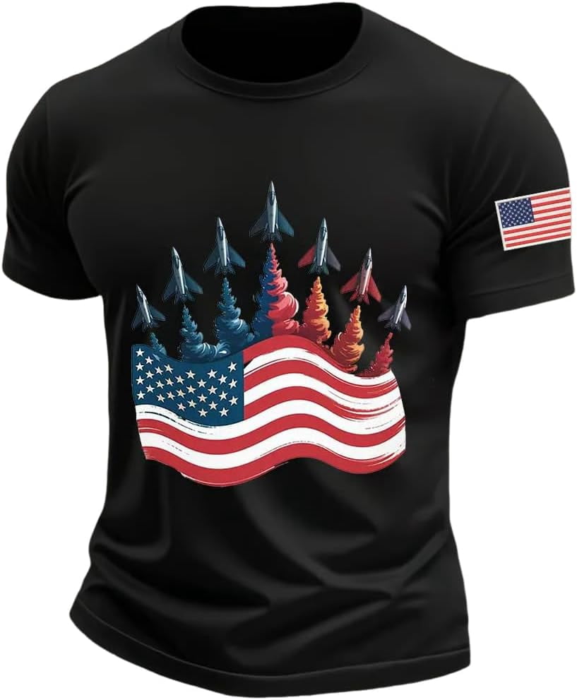 Patriotic USA Flag Fighter Jets 4Th of July TShirt Red White and Blue ...