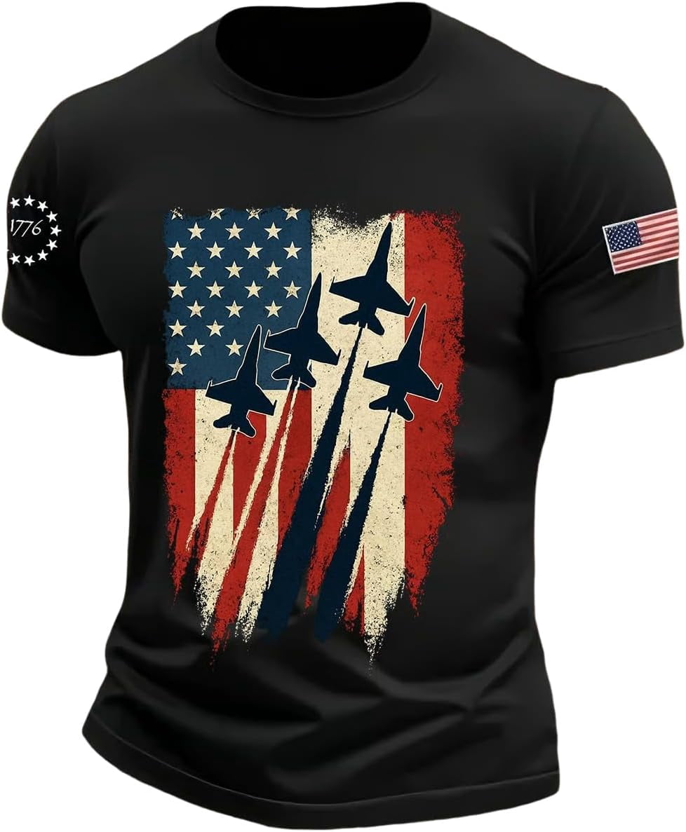 Patriotic USA Flag Fighter Jets 4Th of July TShirt Red White and Blue ...