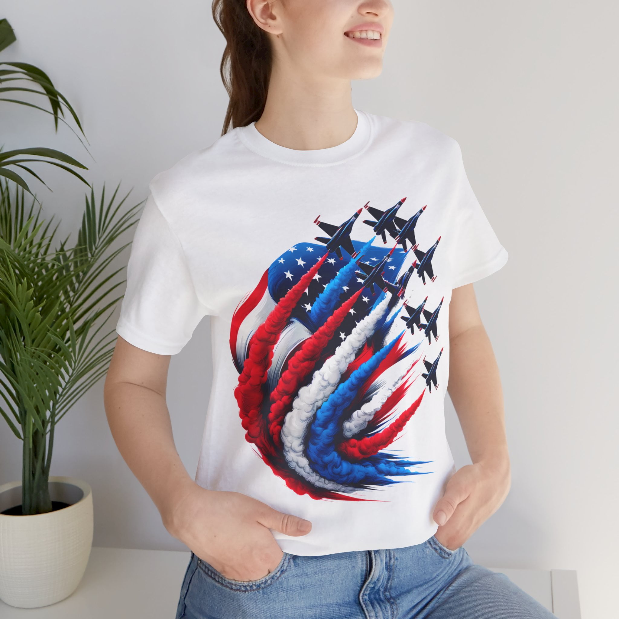 Patriotic USA Flag Fighter Jets 4th Of July Red White Blue Fourth of ...