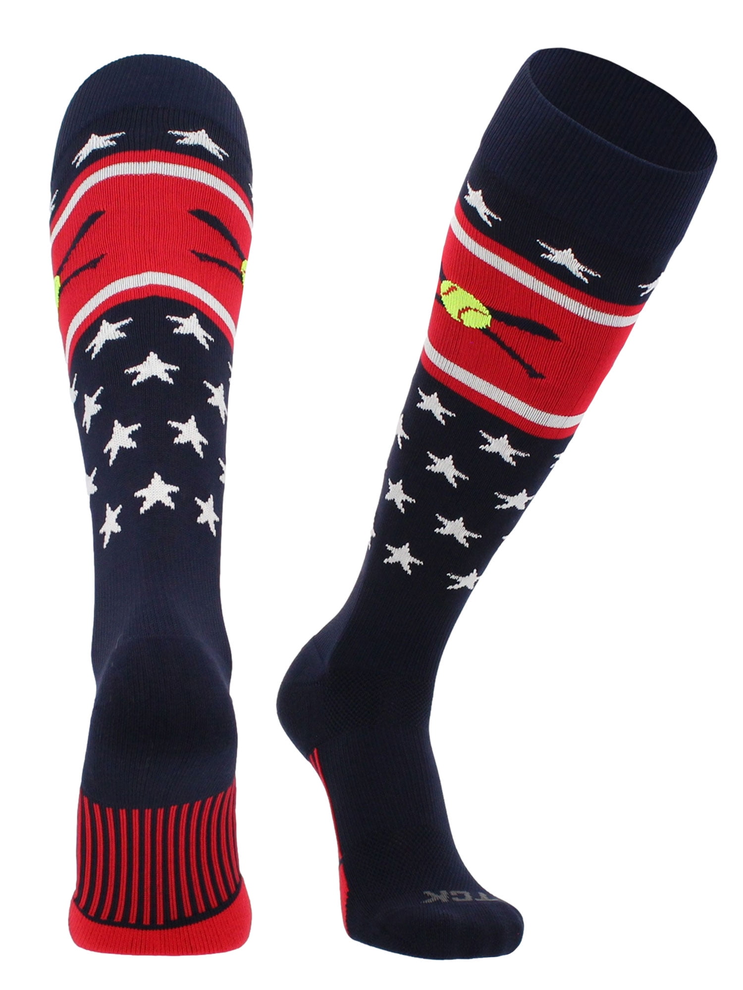 Patriotic USA Youth to Adult Softball Socks with Bats (Navy/Red/White ...