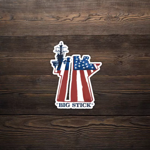 Patriotic Us Flag Aircraft Carrier Big Stick Sticker Decalphone Decal ...