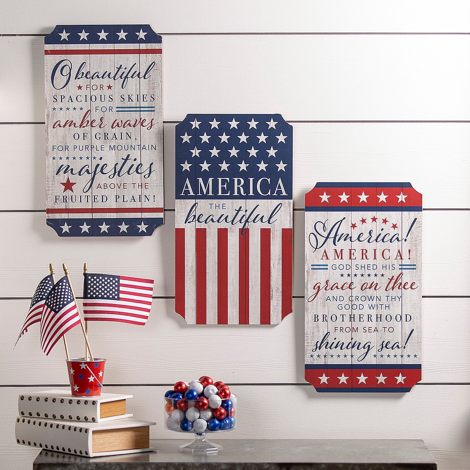 Patriotic Vertical Signs - 3 Pieces - Walmart.com