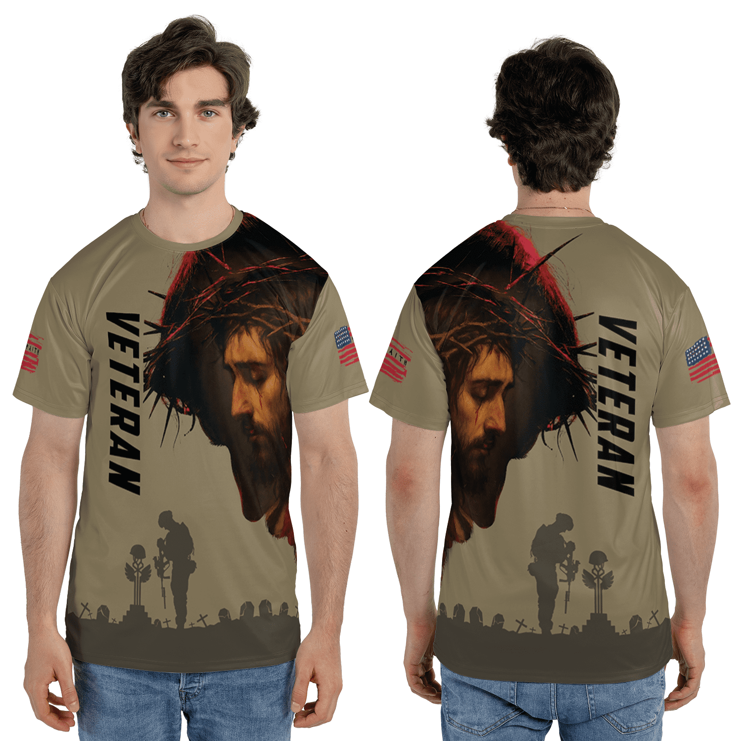Patriotic Veteran Christian 3D T-Shirt, Christian Soldier Memorial 3D ...