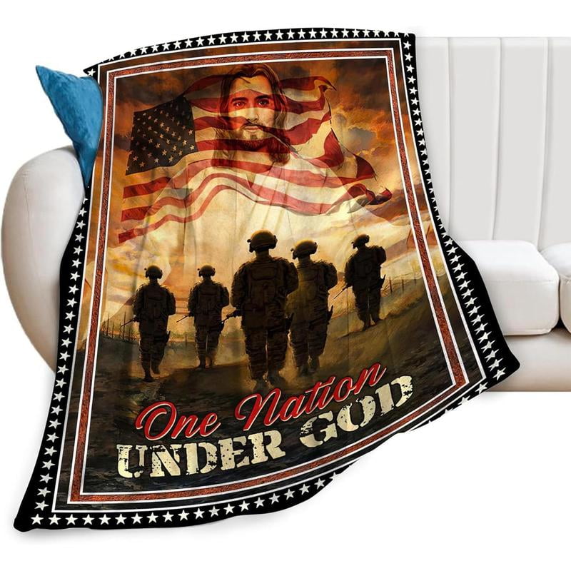Patriotic Veteran Tribute Throw Blanket: Soft Flannel Polyester ...