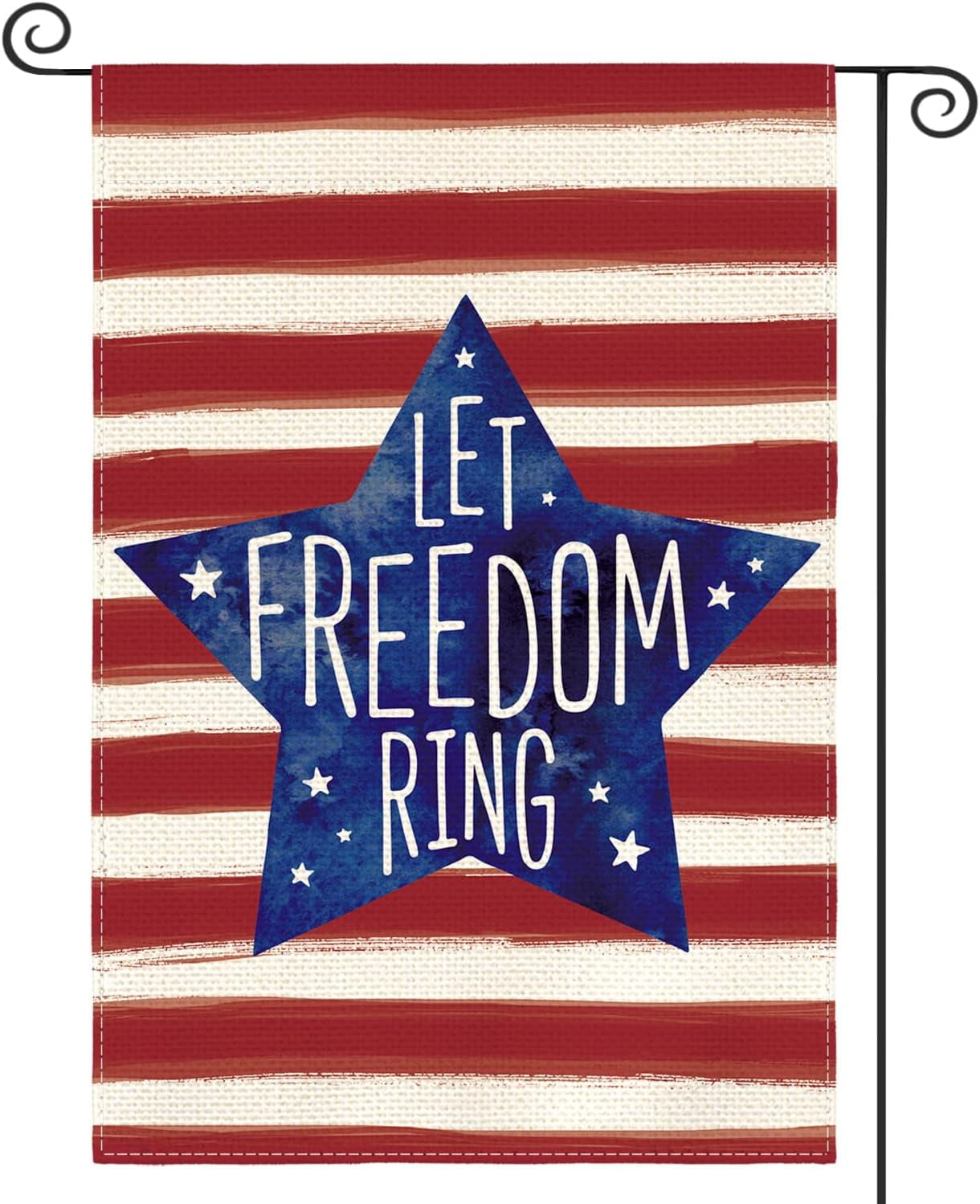 Patriotic Watercolor Stars and Stripes Let Freedom Ring Garden Flag ...