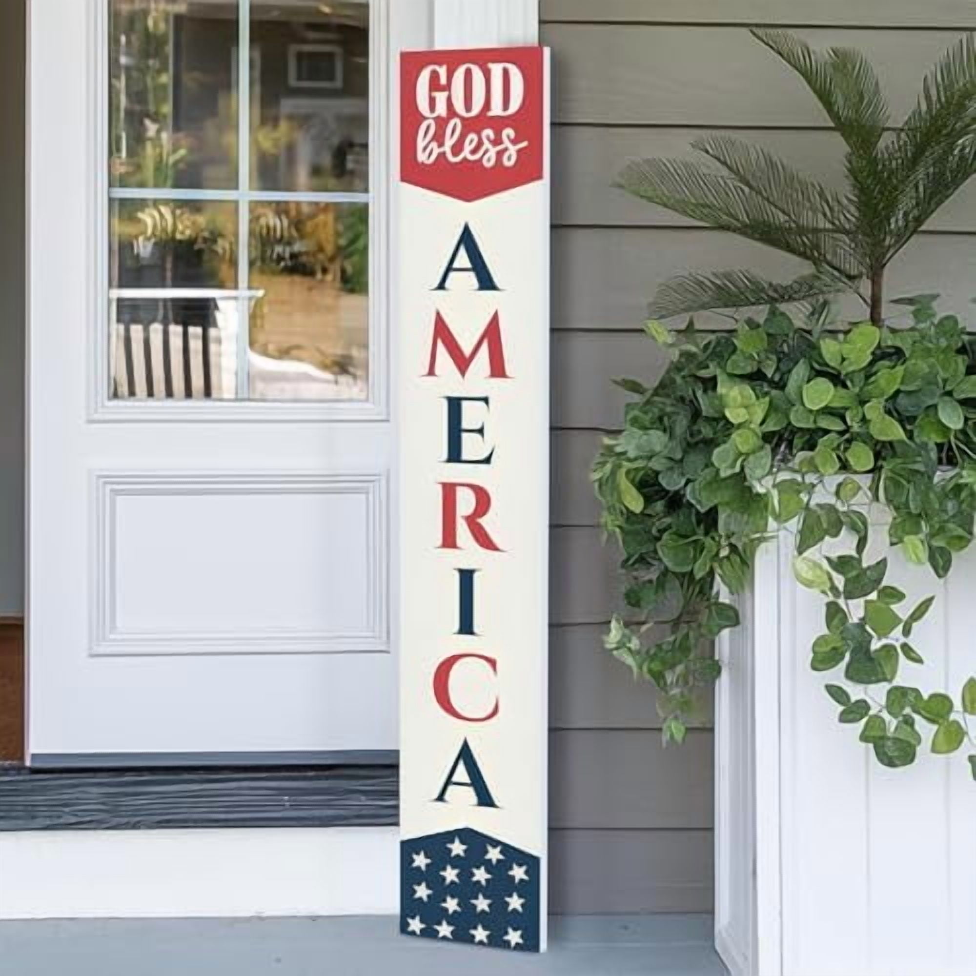 Patriotic Welcome Porch Sign, American Welcome Sign for Front Door ...