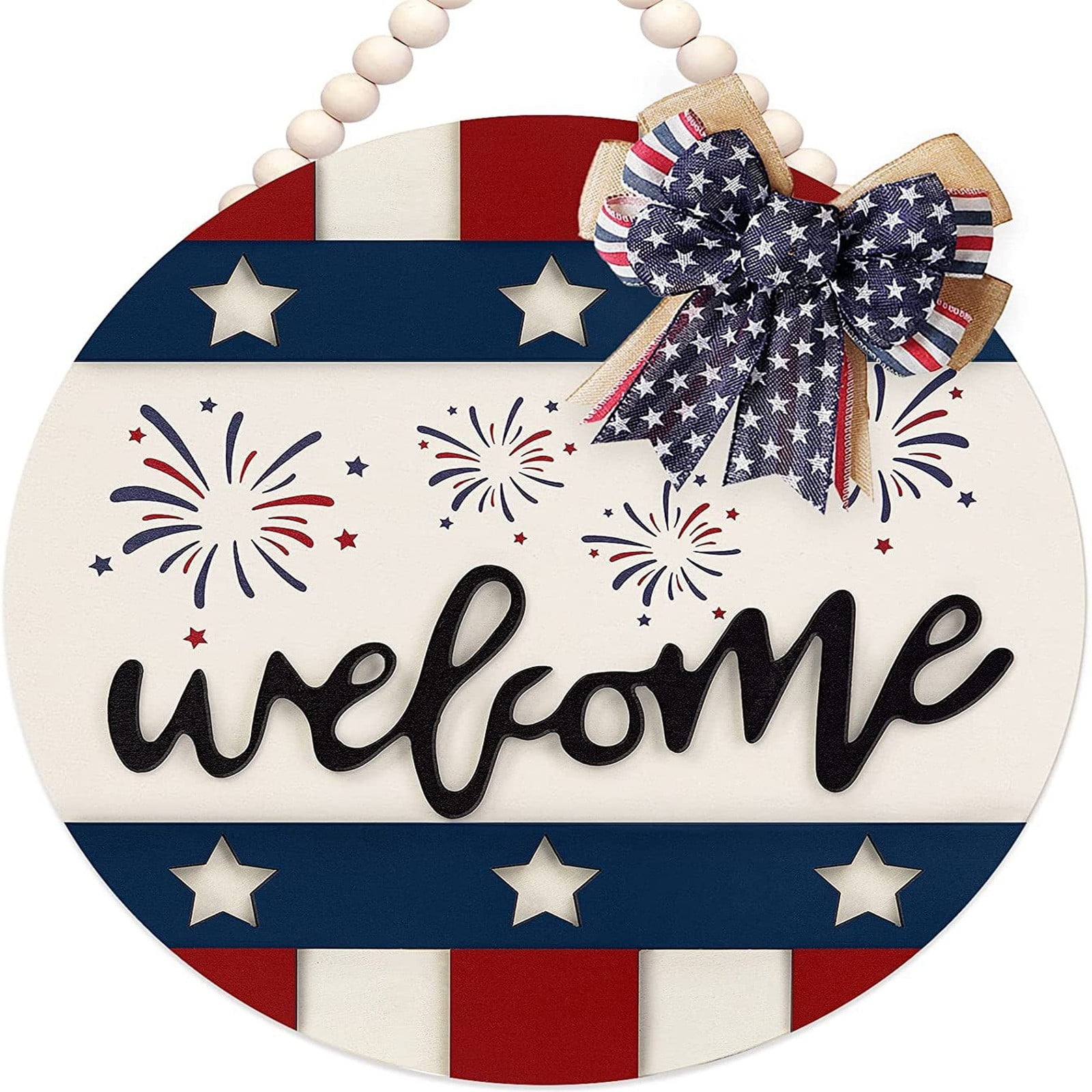 Patriotic Welcome Sign for Front Door, 4th of July Decoration, Red ...