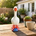Patriotic White Goose Statue – Resin Garden Decor with American Flag ...