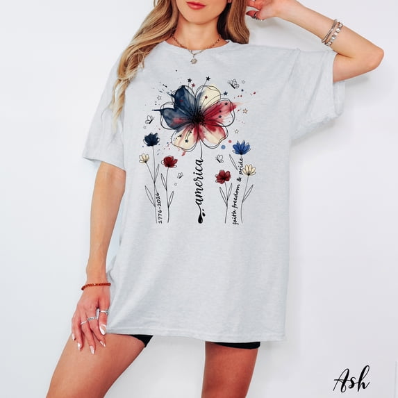 Patriotic Wildflower Shirt, USA 250th Anniversary Floral Shirt, 1776 ...