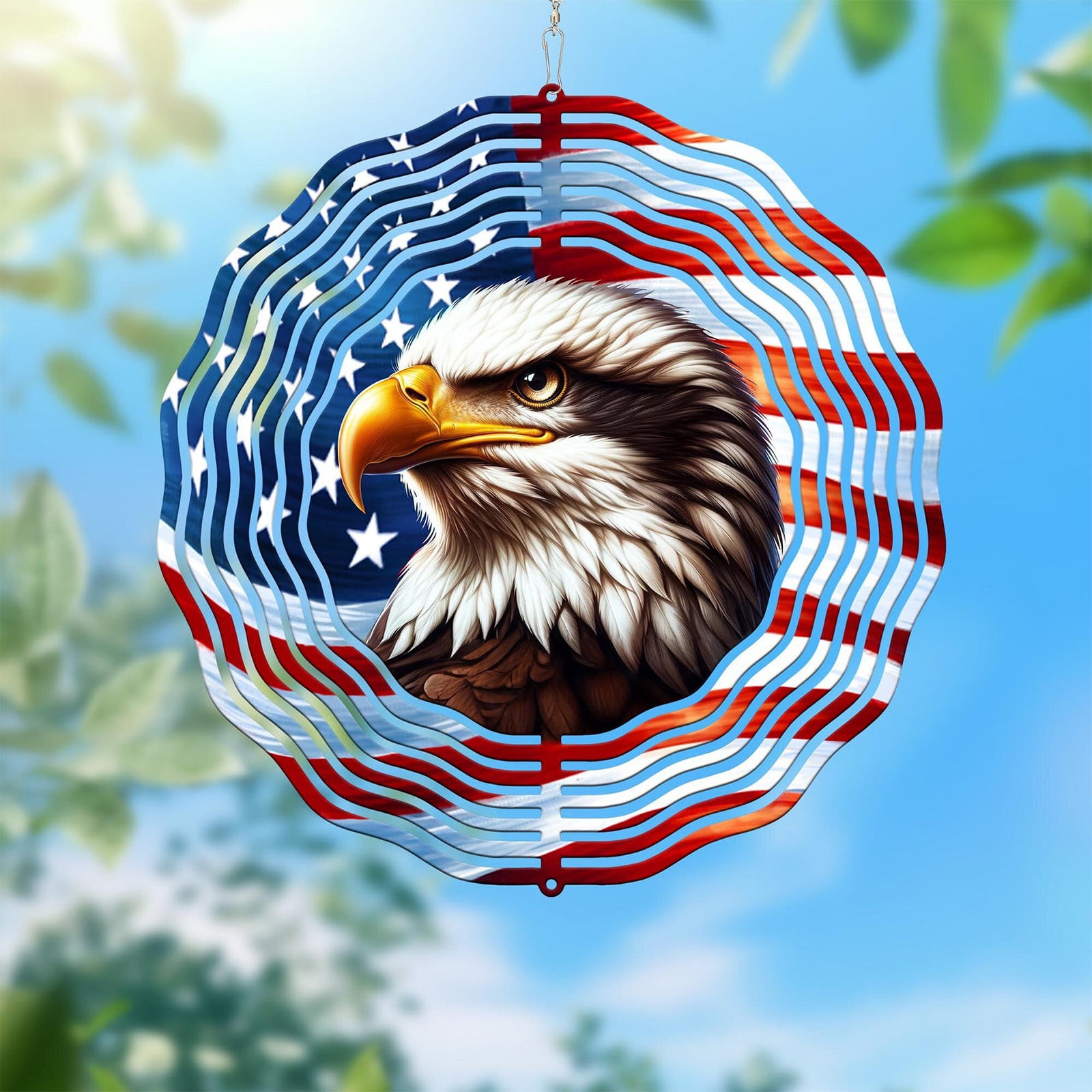 Patriotic Wind-Powered Spinner Chimes with Stainless Steel Construction ...