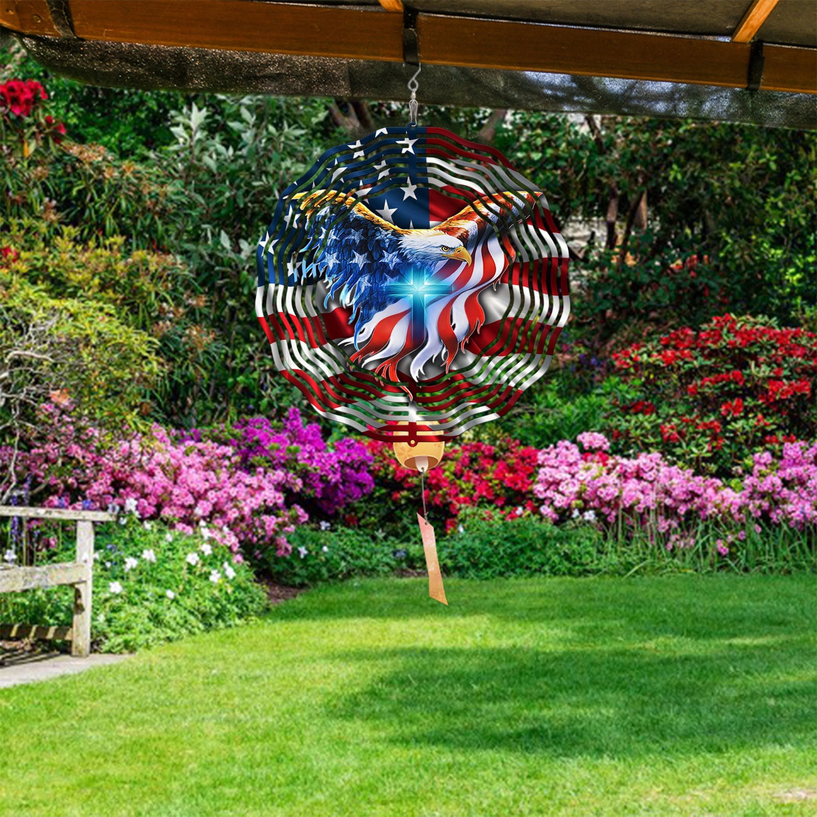 Patriotic Wind Spinners Outdoor 4th of July American Flag Eagle Wind ...