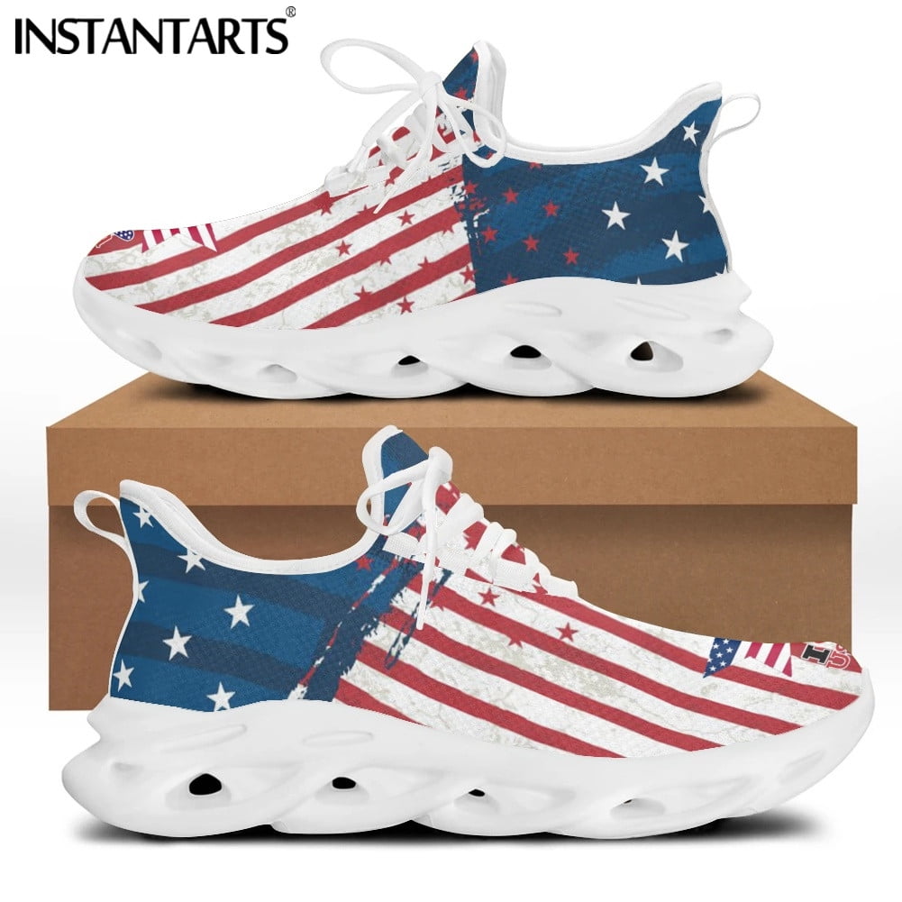 Patriotic Women Lace-up Mesh Swing Shoes July of 4 American Independence Day Print Sport ...