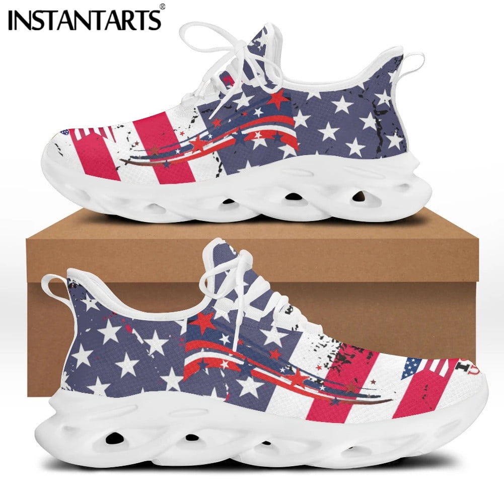Patriotic Women Lace-up Mesh Swing Shoes July of 4 American ...