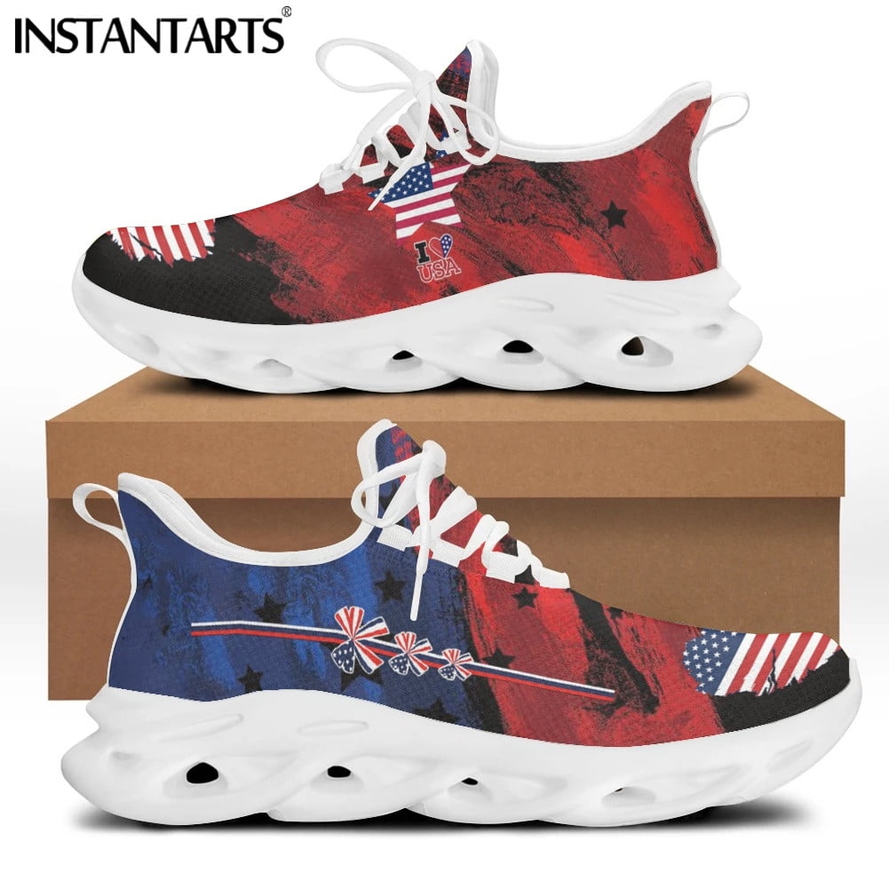 Patriotic Women Lace-up Mesh Swing Shoes July of 4 American ...