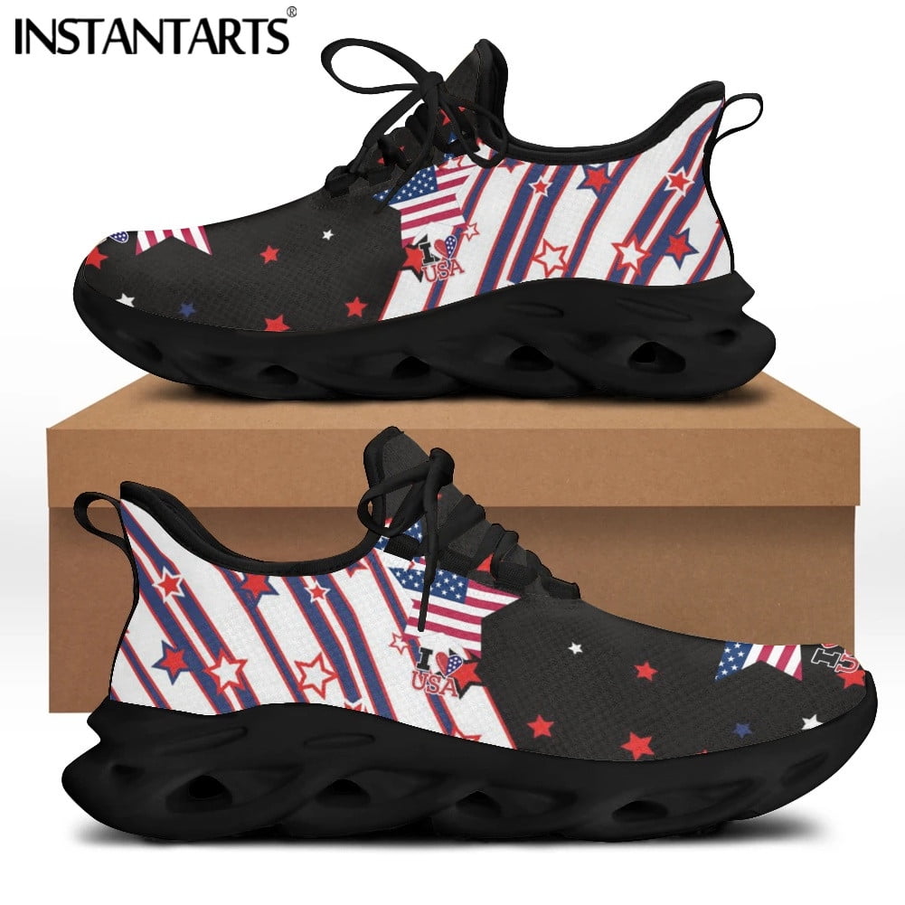Patriotic Women Lace-up Mesh Swing Shoes July of 4 American ...