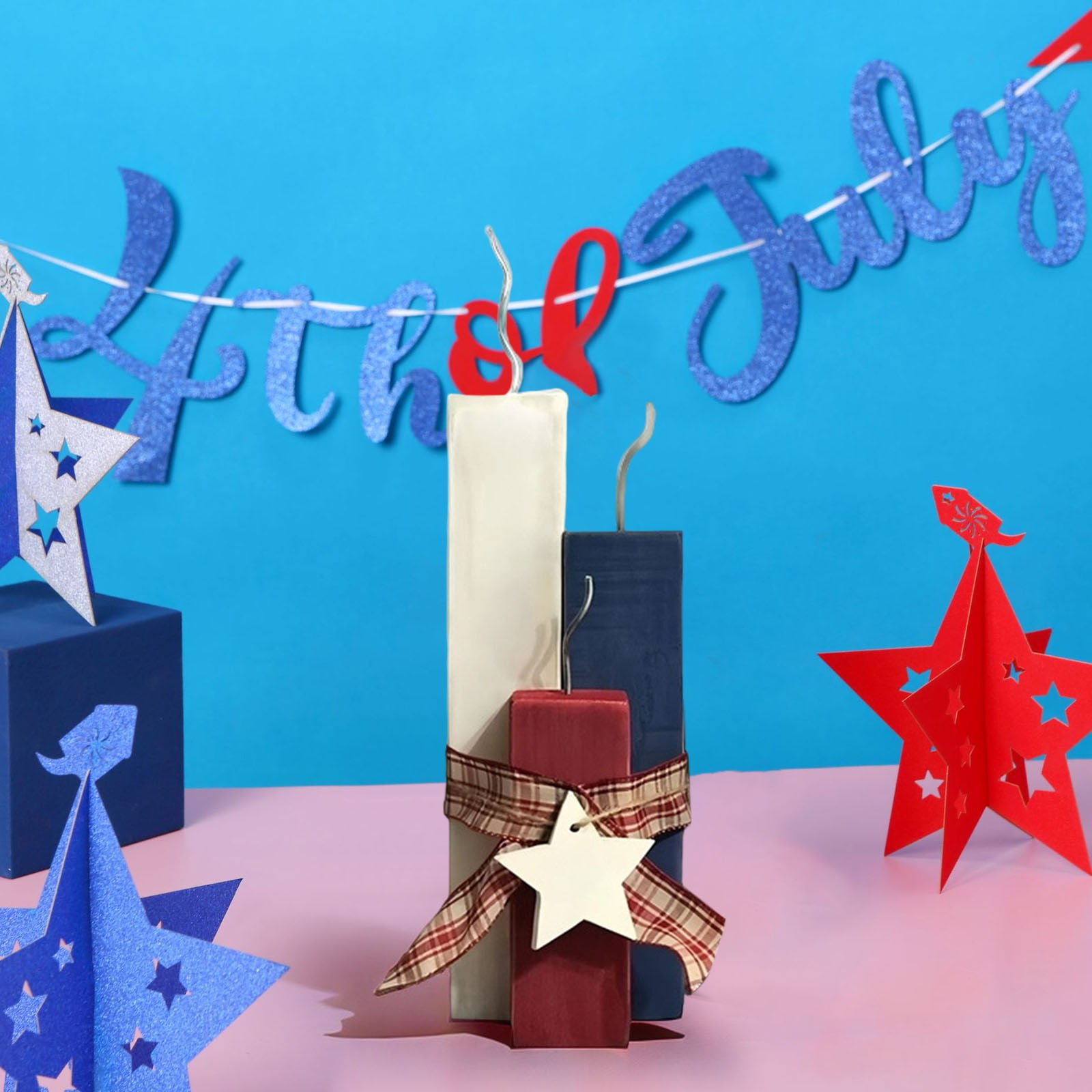 Patriotic Wood Block Sign | Independence Day Wooden Ornament Decor ...