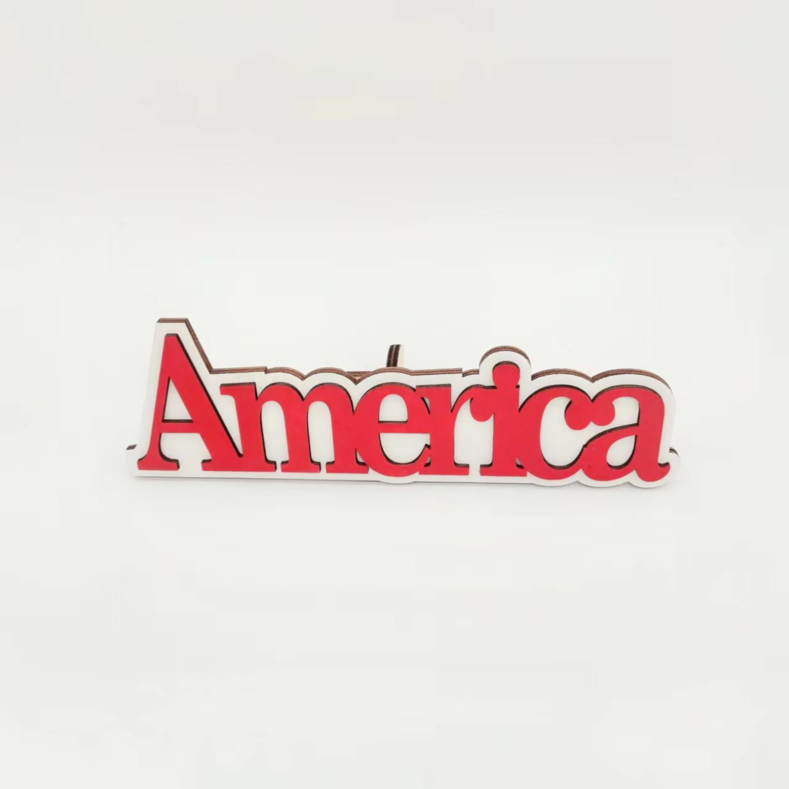 Patriotic Wooden Signs - Set of 6 Rustic 4th of July Decorations, 8x3 ...