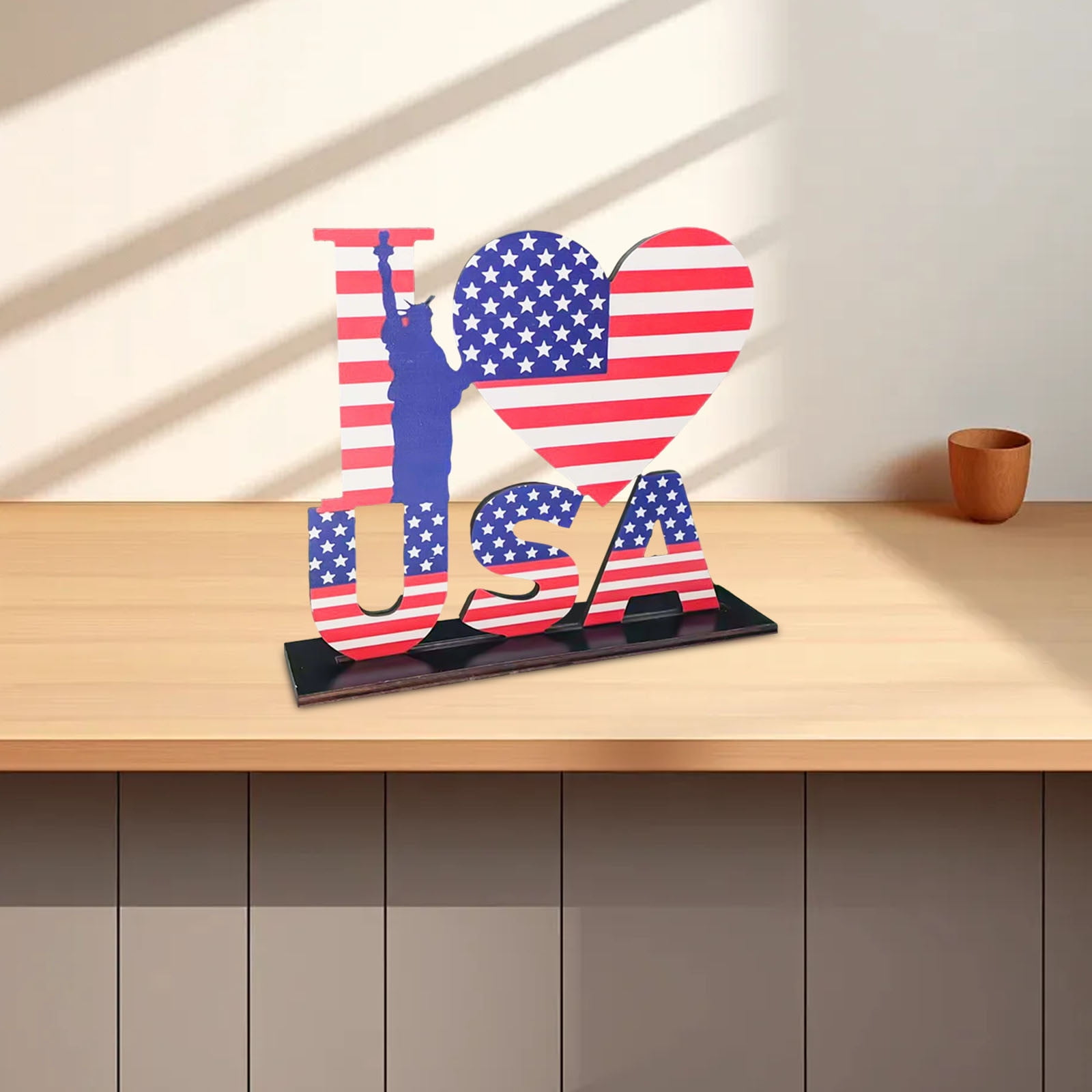Patriotic Wooden Table Sign - "God Bless America" Memorial Day & 4th of July Decor - Rustic Home ...
