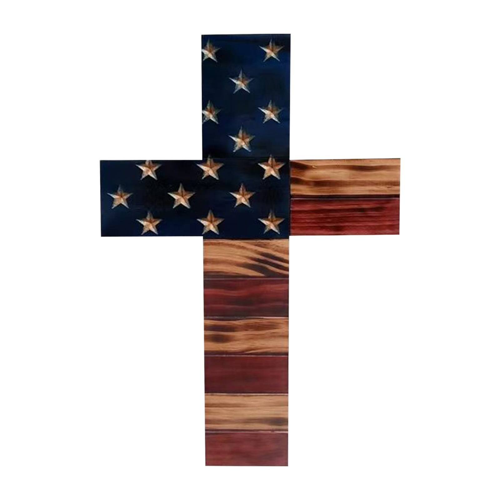 Patriotic Wooden Wall Cross - American Flag Carved Cross Hanging Decor ...