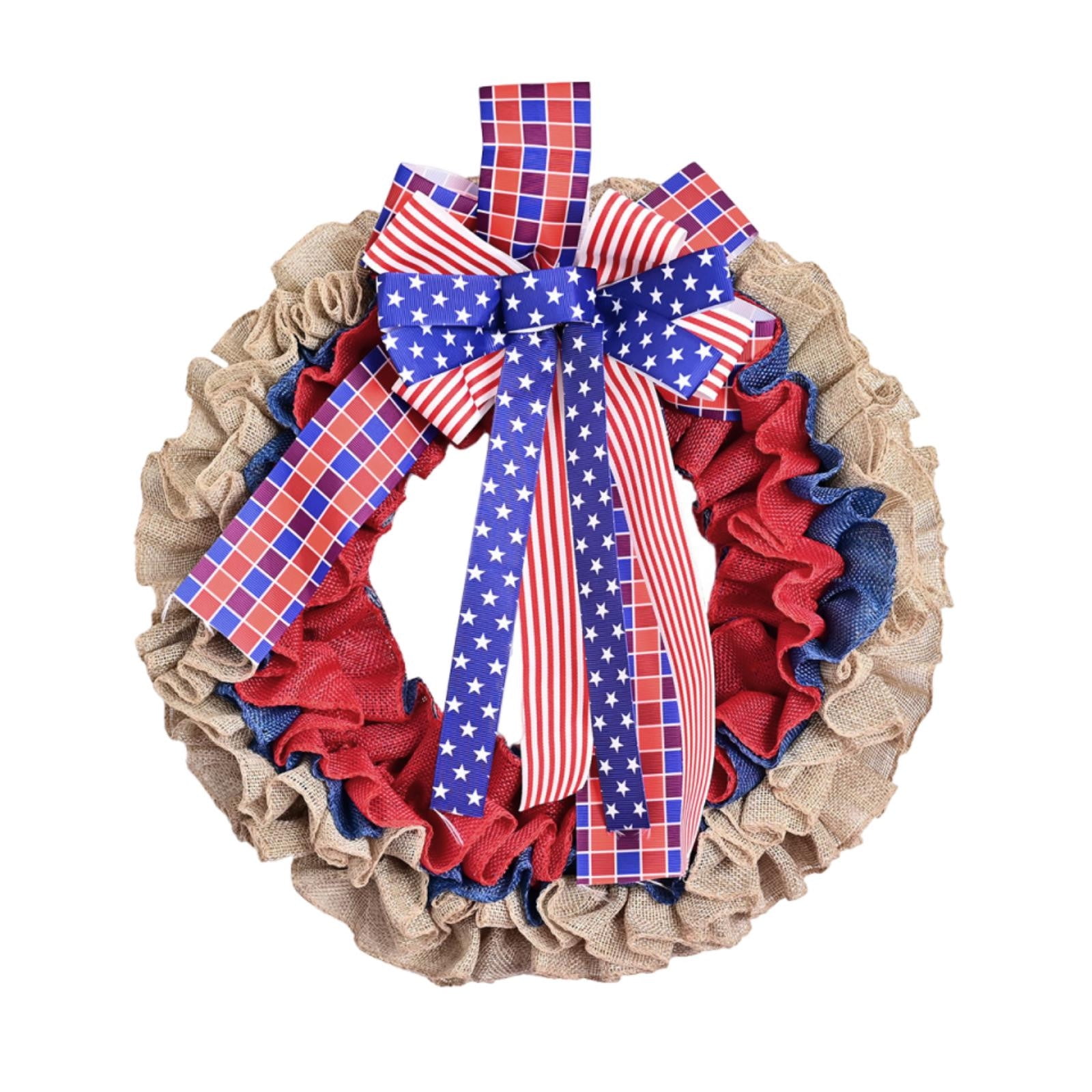 Patriotic Wreath Decorations 16 Inch Hydrangea 4th Of July Wreaths For ...
